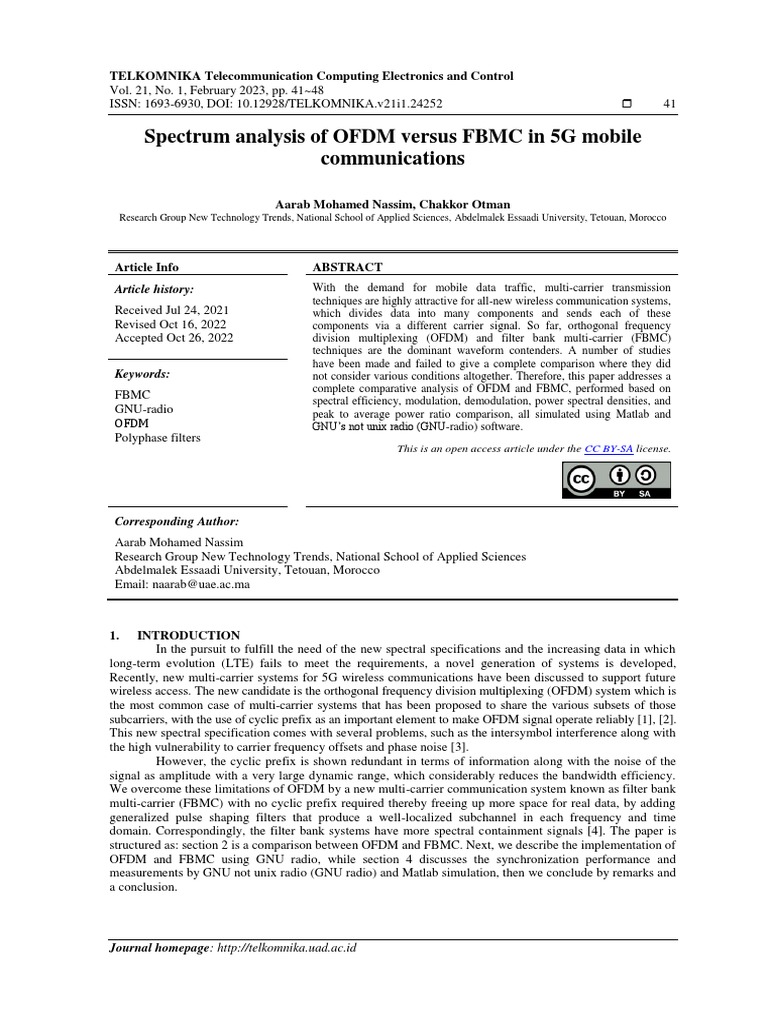 Spectrum Analysis Of Ofdm Versus Fbmc In 5g Mobile Communications Pdf