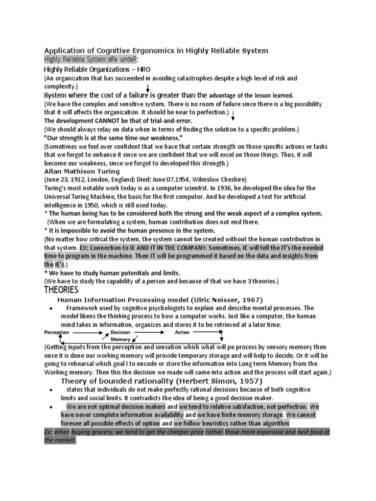 Applying Cognitive Ergonomics and Theories of Human Information ...