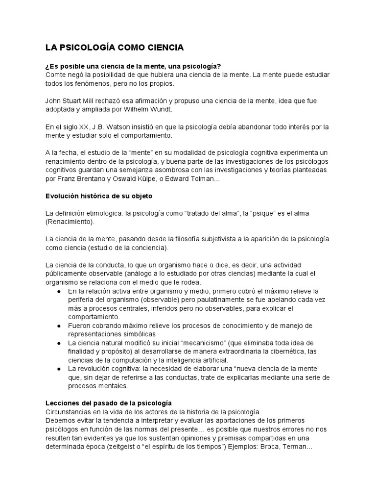 UNIDAD 1_ LA PSICOLOGÍA COMO CIENCIA | PDF | Sicología | Experimentar