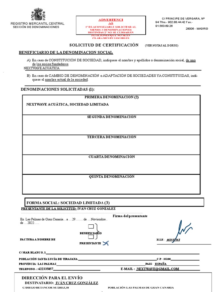 Solicitud Certificado De Asume