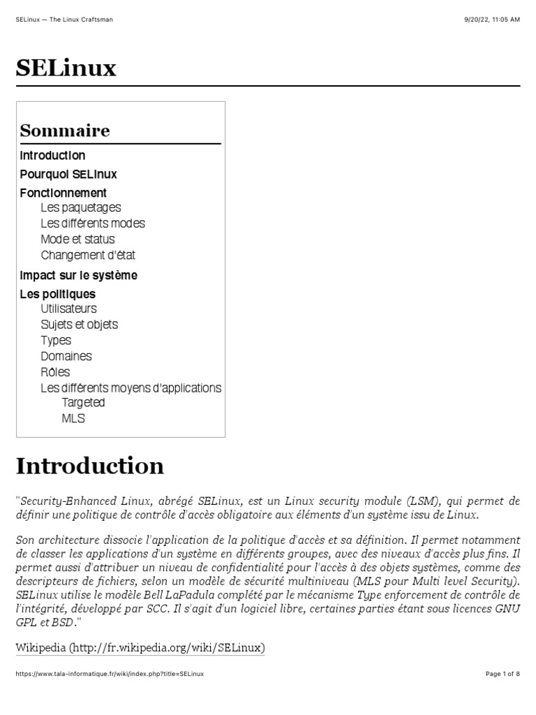 Introduction à SELinux et ses fonctionnalités | PDF | Unix | Ingénierie ...