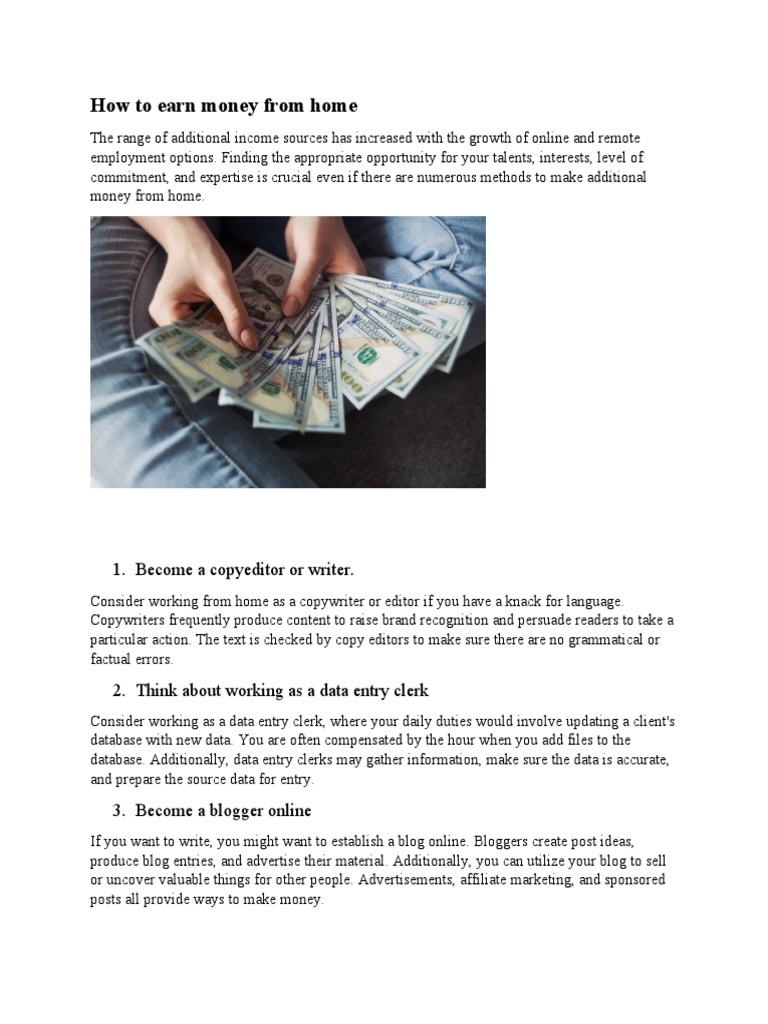 Earn Money from Home: Top 5 Ways | PDF | Career & Growth
