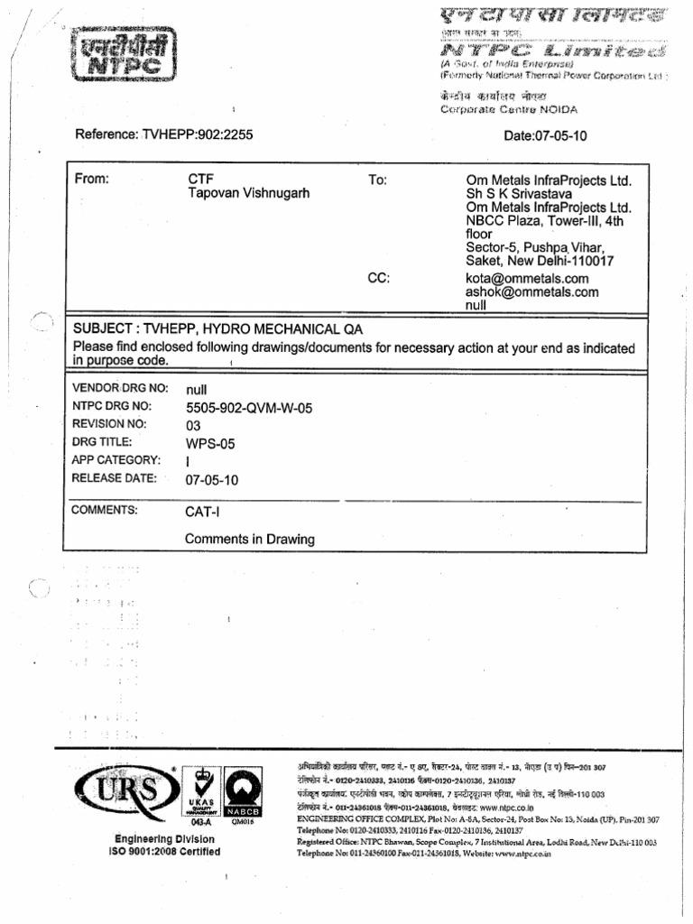 WPS No. 05 - TAPOVAN PROJECT MS TO MS (IS 2062 E250B) | PDF