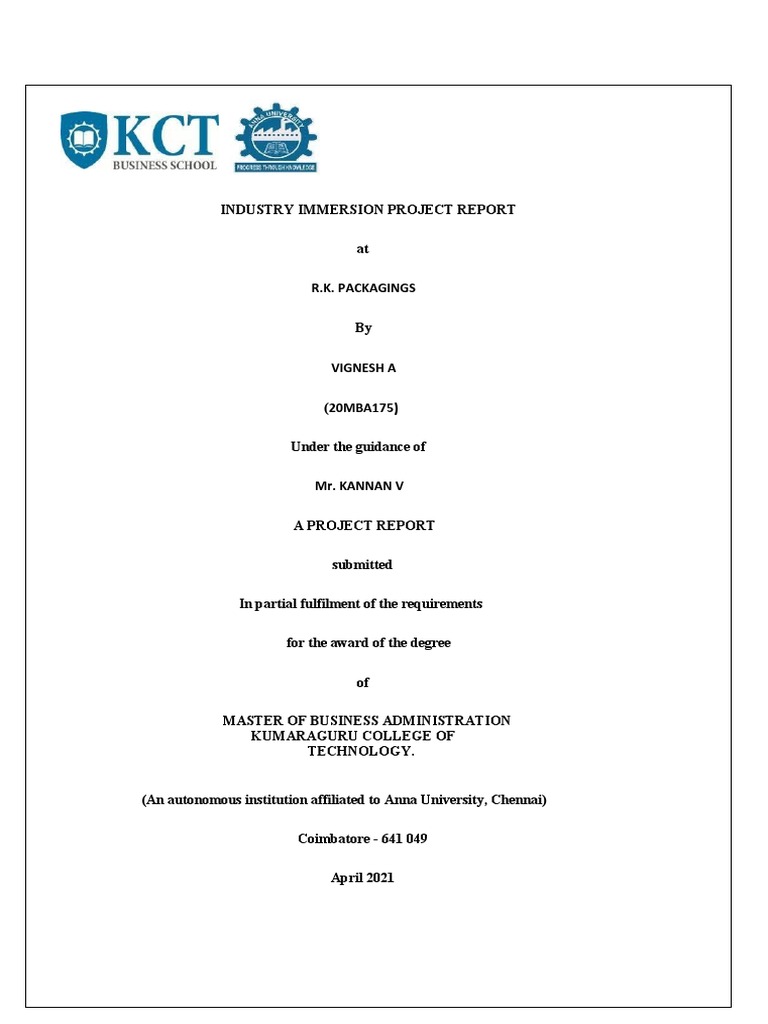 Vignesh A IIP Report Final Report | PDF | Business | Economies