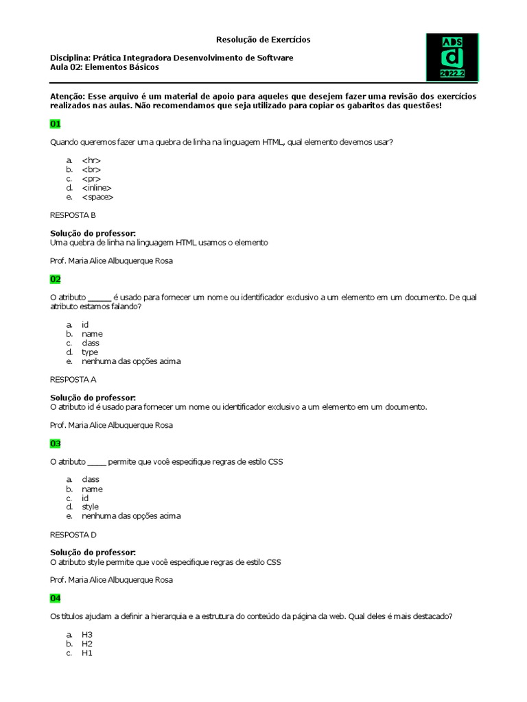 Aula 02 Elementos Basicos Pdf Html Programas 4340
