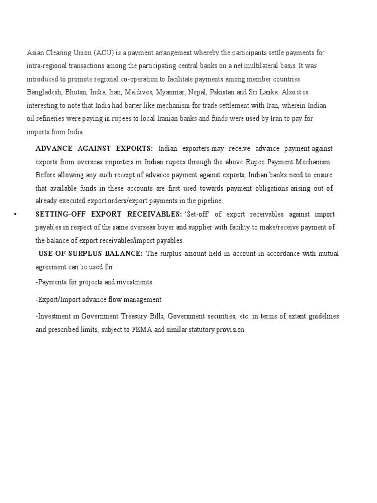 Asian Clearing Union | PDF | Payments | Banks