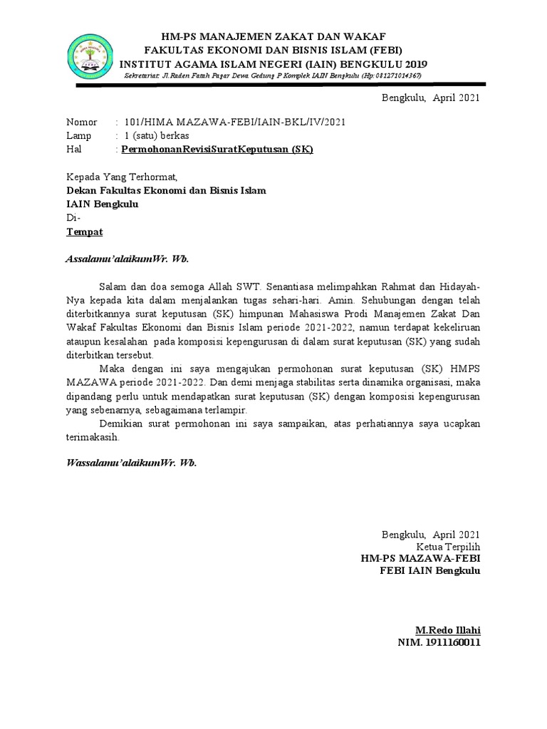 Permohonan SK Hima | PDF