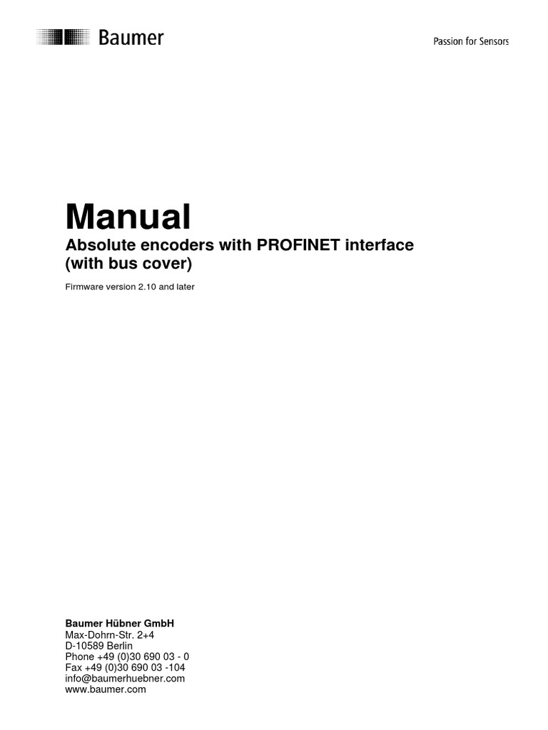 Baumer BUDE-PROFINET MA EN | PDF | Electrical Connector | Programmable Logic Controller