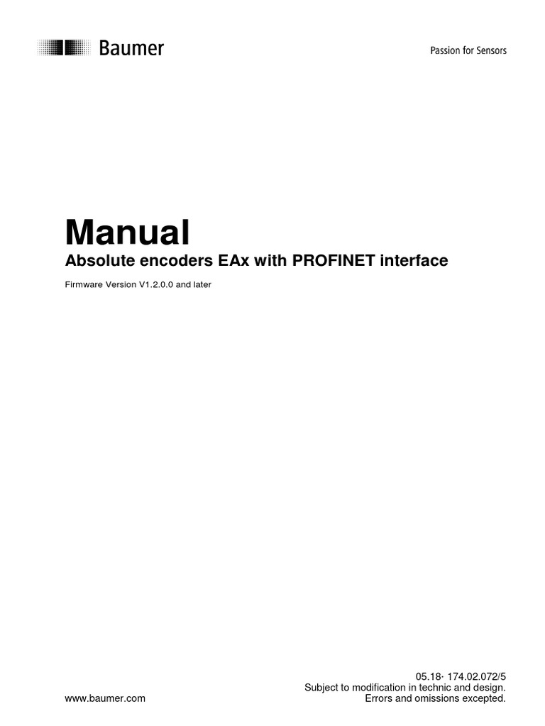 Baumer EAx PROFINET MA EN | PDF | Electrical Connector | Programmable Logic Controller