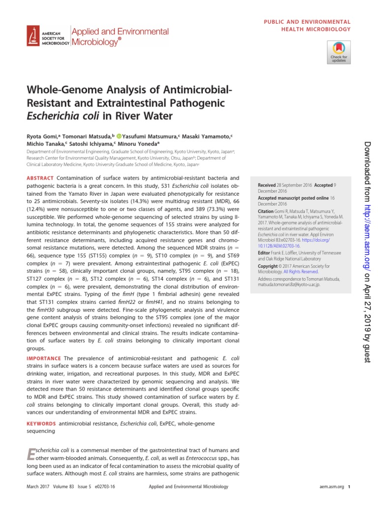 Applied and Environmental Microbiology-2017-Gomi-e02703-16.full | PDF | Antimicrobial Resistance ...