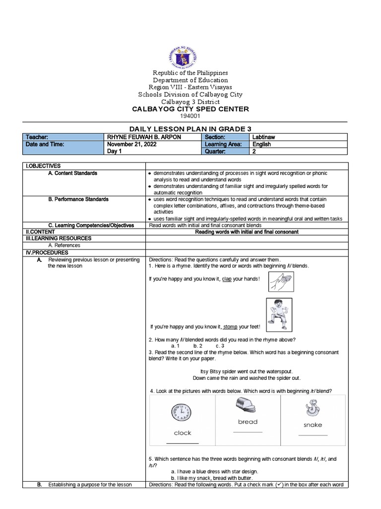 English 3 Q2 W3 | Download Free PDF | Word | Lesson Plan