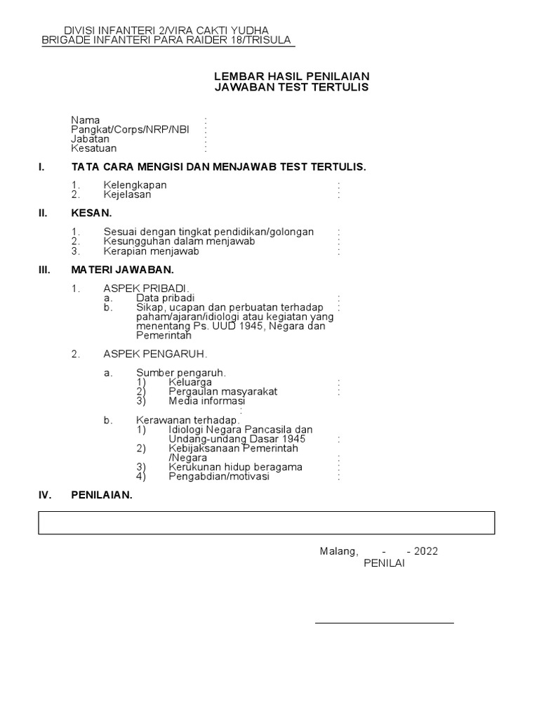 FORMAT CT Untuk DIK 2022 | PDF