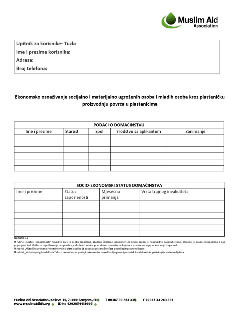 Upitnik Za Korisnike | PDF