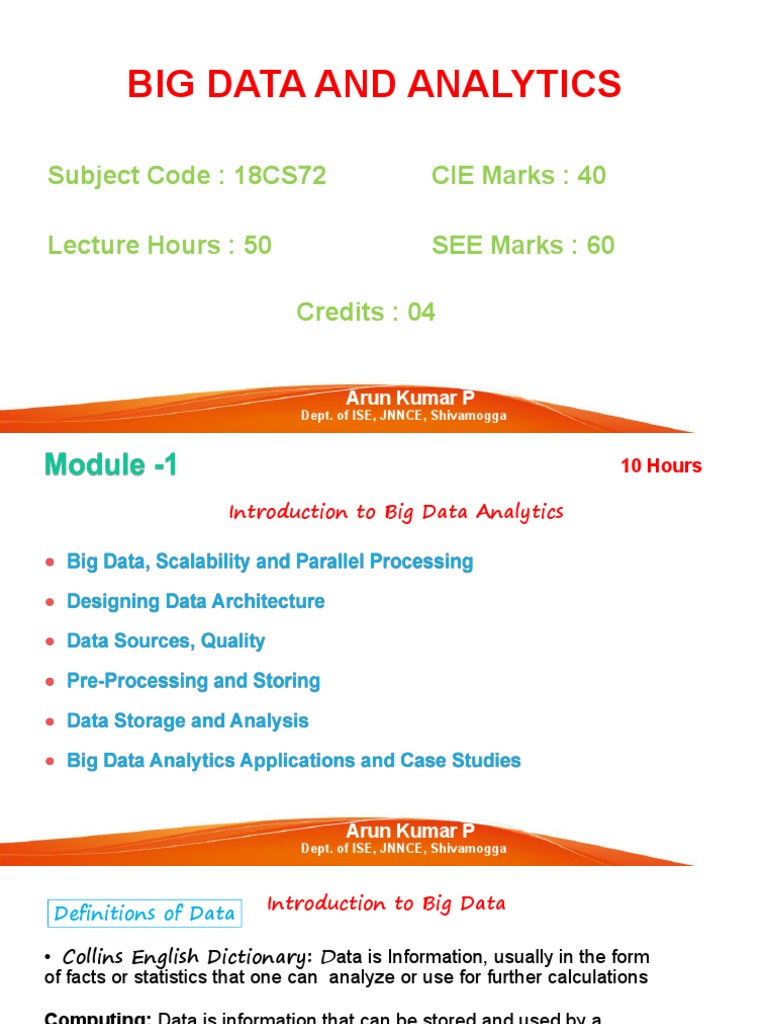 Module 1 | PDF | Big Data | Scalability