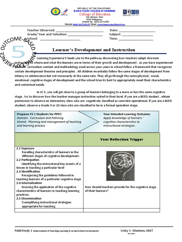 FS 1 5 Learners Development and Instruction | PDF | Learning | Teaching Method