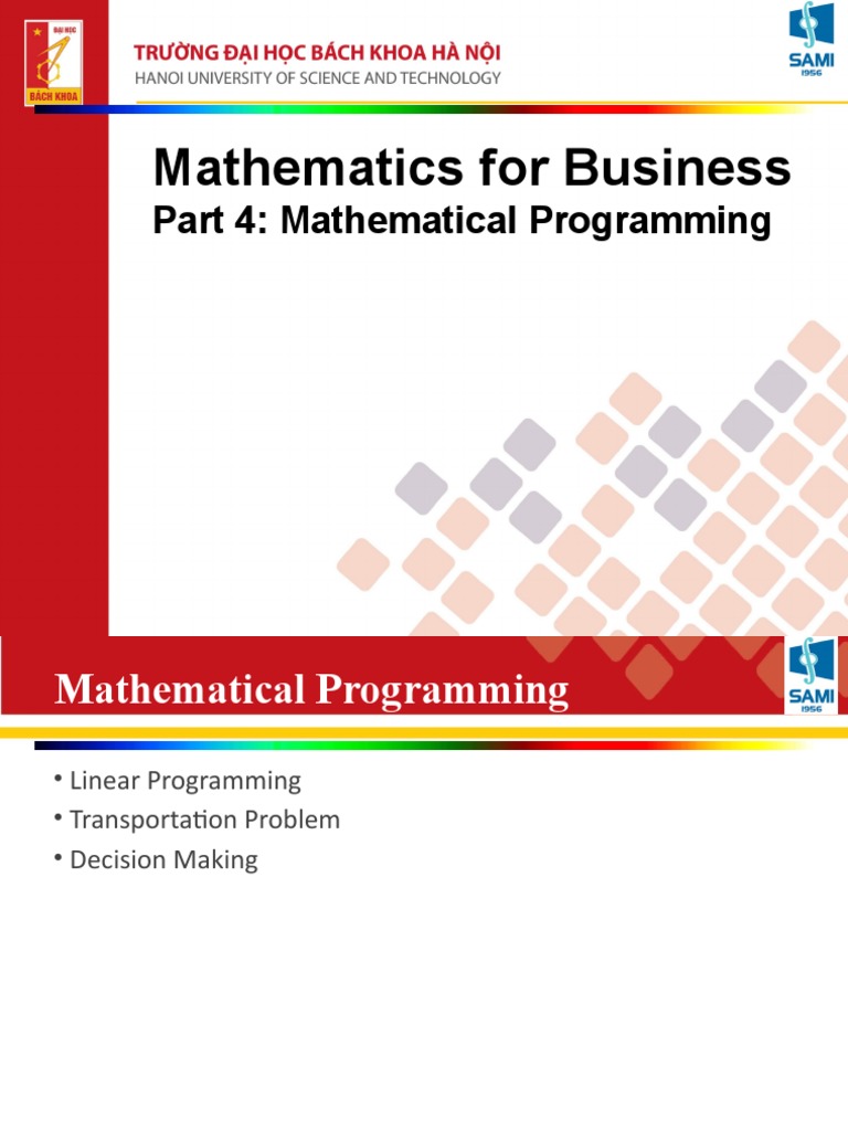 MABA4 MathematicalProgramming | PDF | Mathematical Optimization | Linear Programming