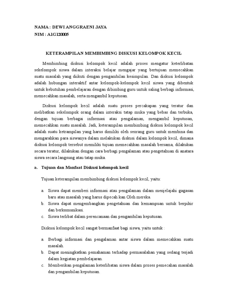 Keterampilan Membimbing Diskusi Kelompok | PDF | Karier & Perkembangan