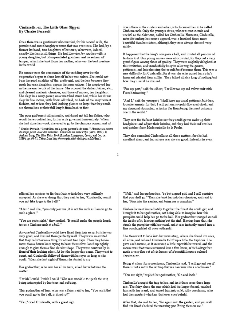 Cinderella Versions Pdf Cinderella Grimms Fairy Tales