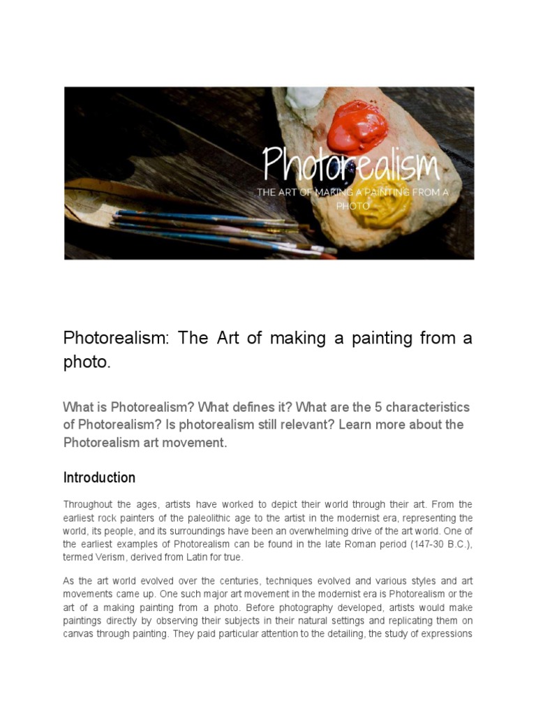 Photorealism - The Art of Making A Painting From A Photo | PDF ...