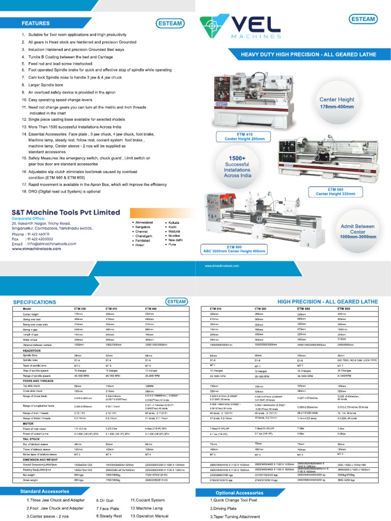 Etm 510 Geared Lathe Machine | PDF
