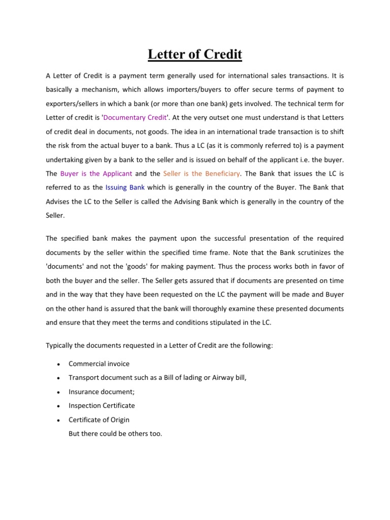 Understanding Letters of Credit | PDF | Letter Of Credit | Credit (Finance)
