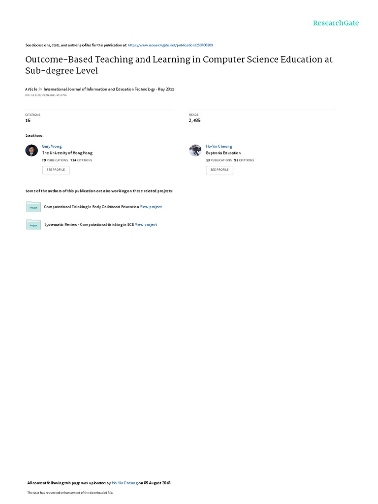 Outcome-Based Teaching and Learning in Computer SC | PDF | Teaching ...