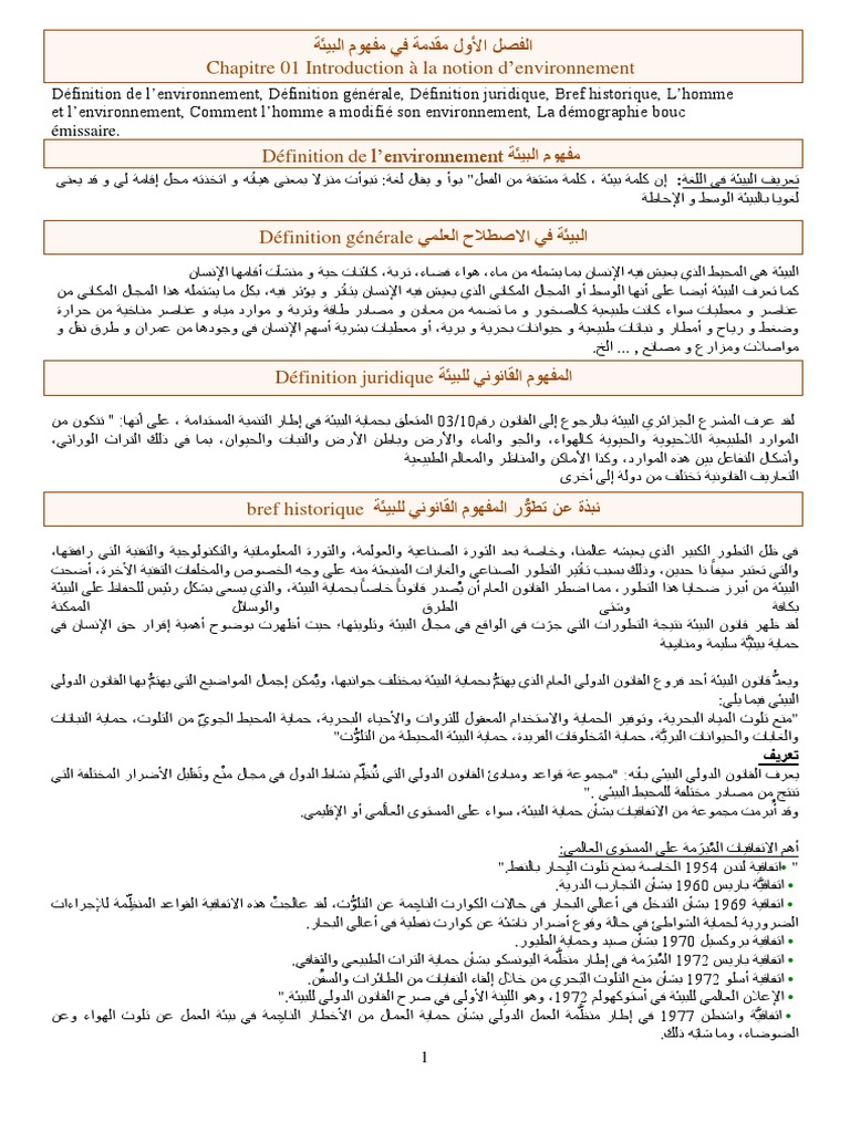 Chapitre 1 Introduction À La Notion D'environnement | PDF