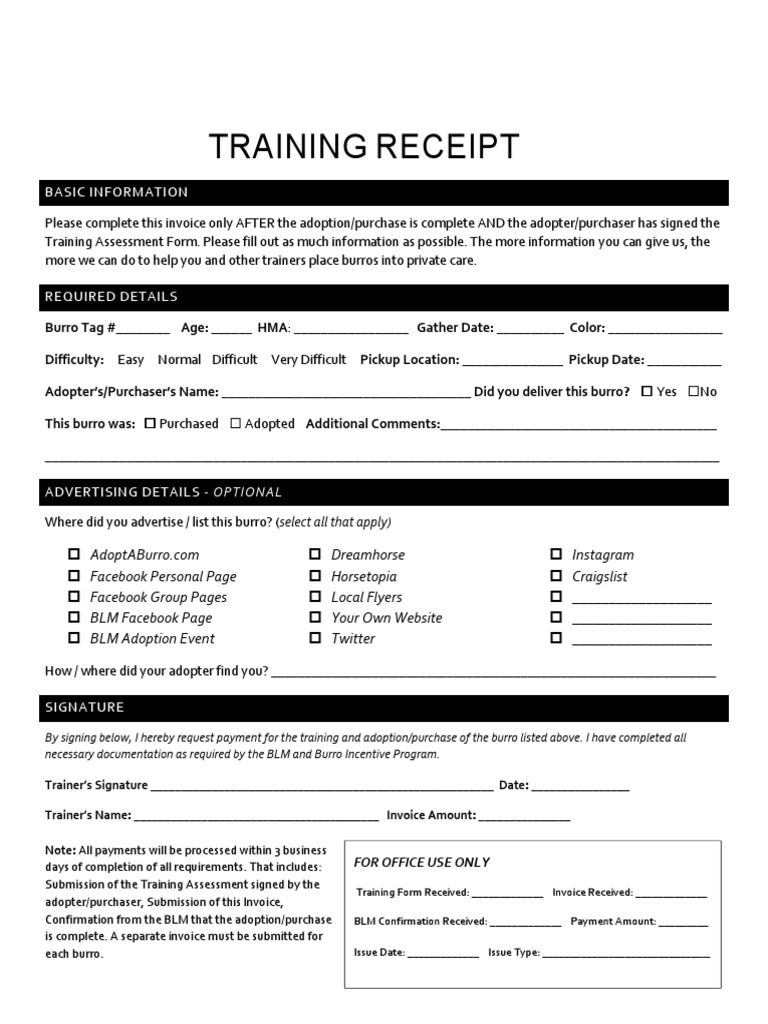 Printable Training Receipt | PDF | Receipt | Invoice
