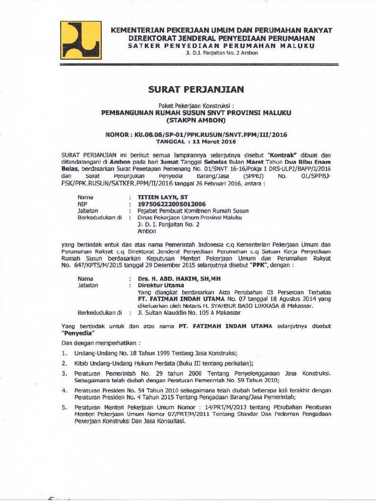 2016 Pembangunan Rumah Susun SNVT Maluku | PDF