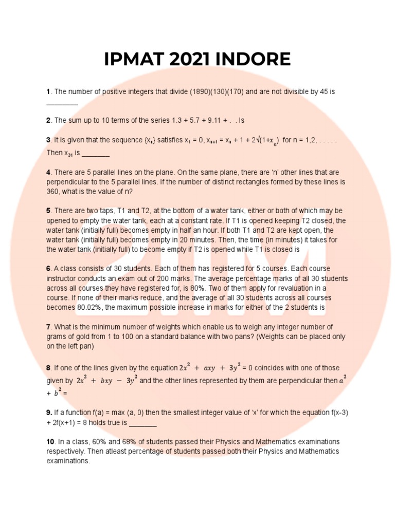 IPMAT 2021 Indore IPMAT Question Paper | Download Free PDF | Social ...