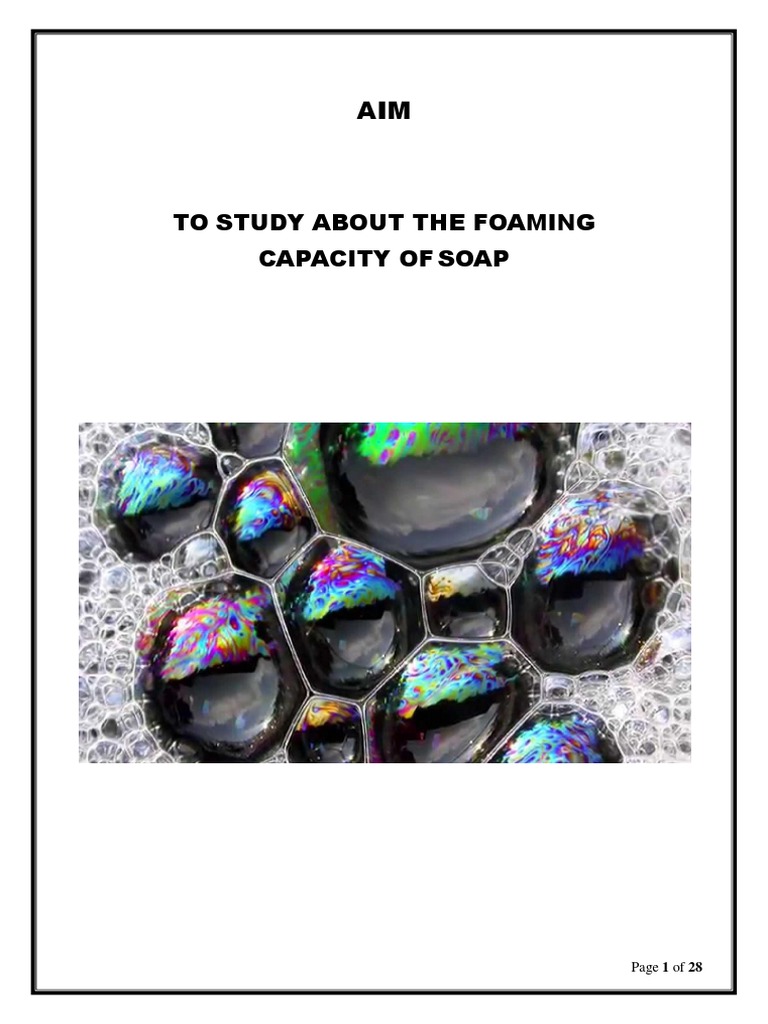 Foaming Capacity of Soap-CHEMISTRY PROJECT - JDC | PDF | Soap | Sodium Carbonate