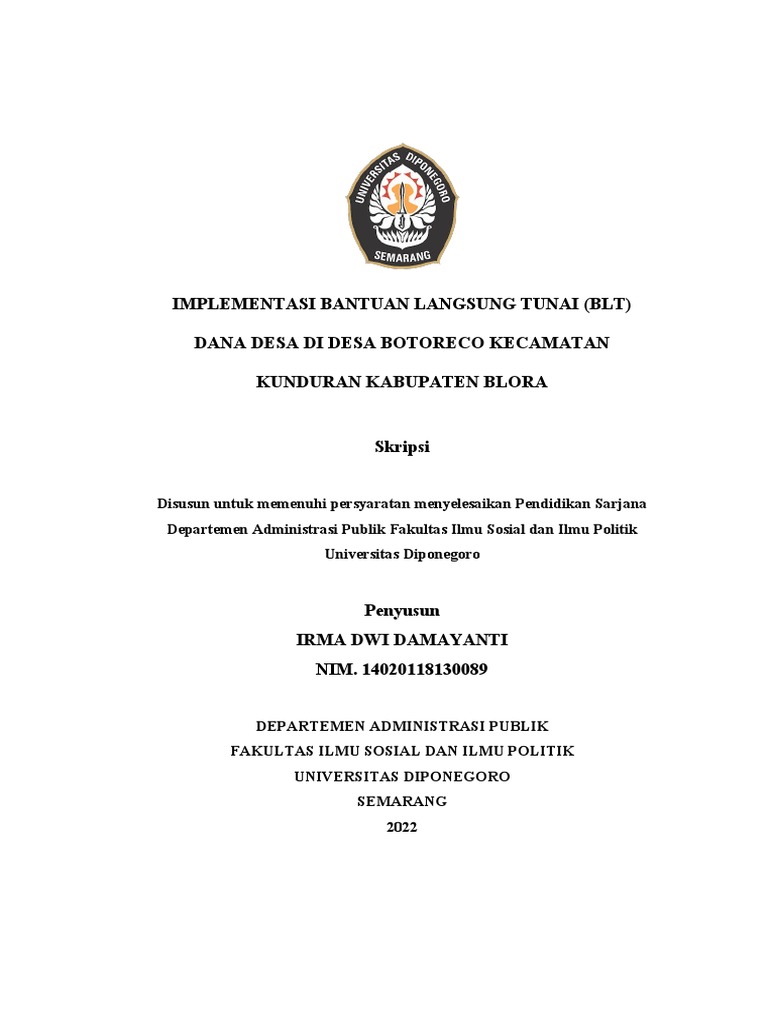 Implementasi BLT Dana Desa Botoreco | PDF | Karier & Perkembangan ...
