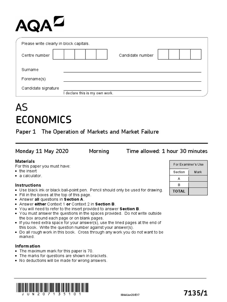 Economics - Aqa As Level Paper 1 | PDF | Elasticity (Economics ...