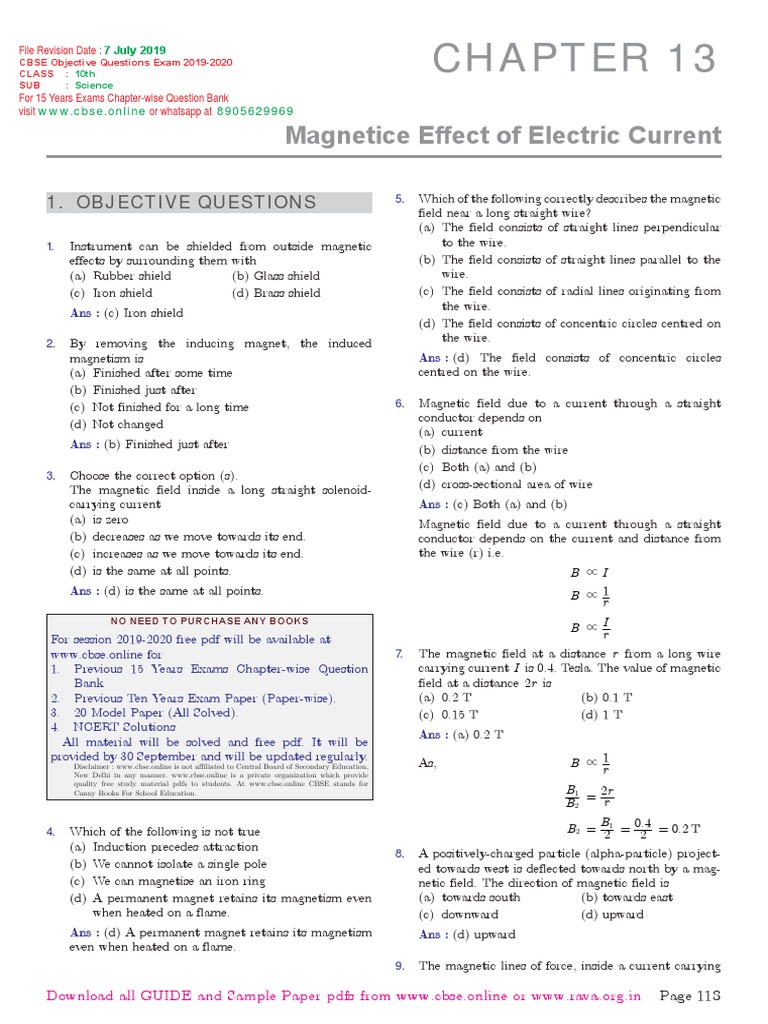 Magnetic Effect of Electric Current | PDF | Magnetic Field ...