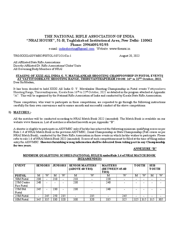 G.V. Mavalankar Shooting Championship 2022 | PDF | Justice | Crime ...