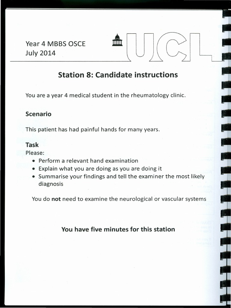 Examination of the Hands: An OSCE Station Assessing Clinical Skills in ...