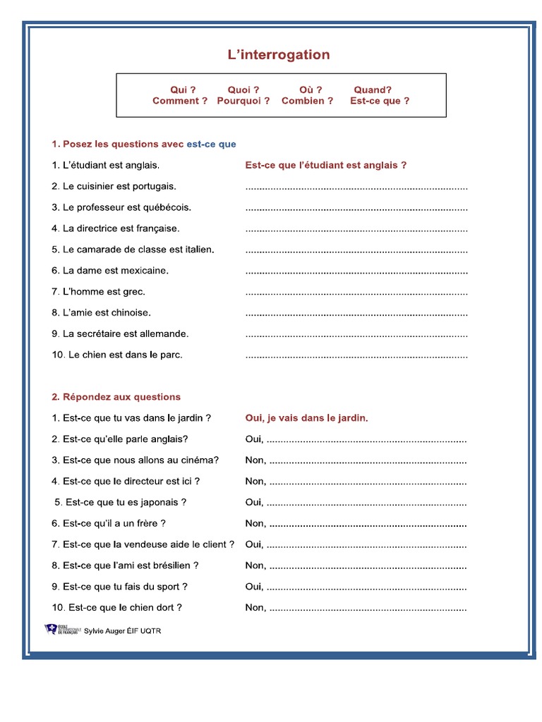 La Interrogacion Frances | PDF