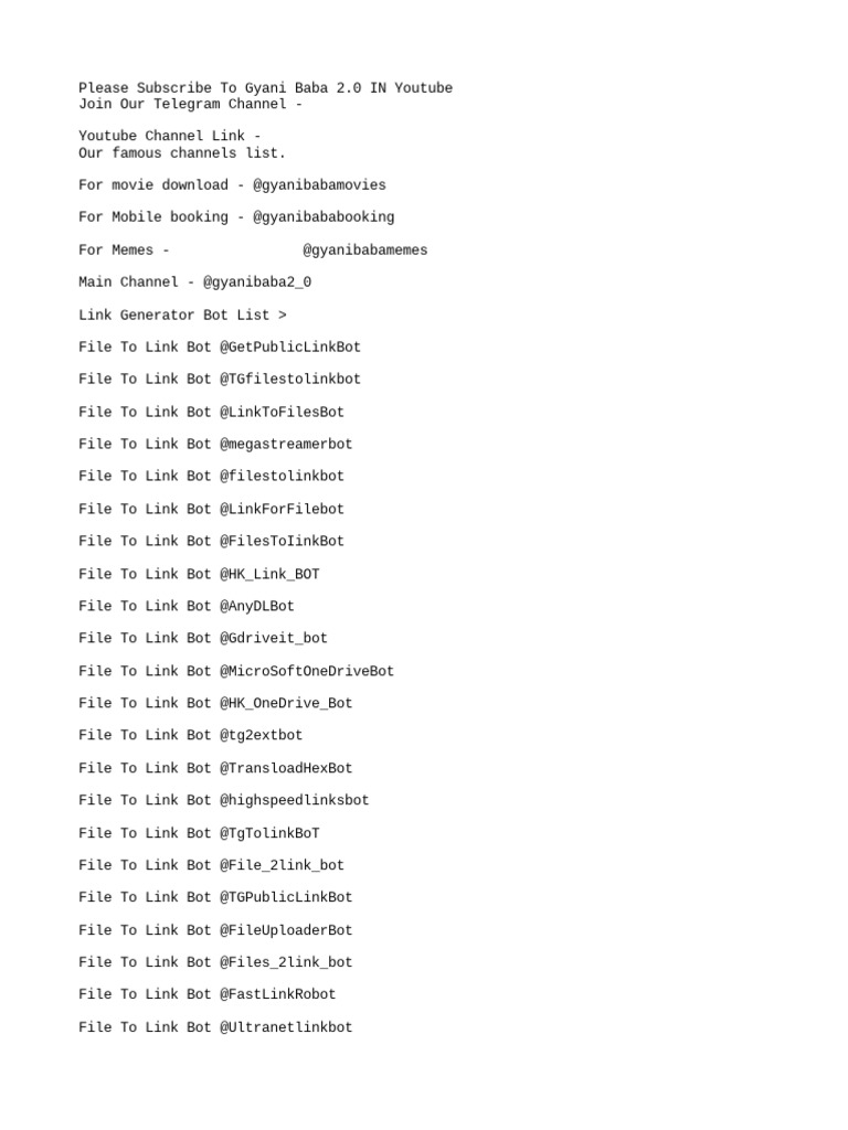 Bot List by Gyani Baba 2.0 | PDF