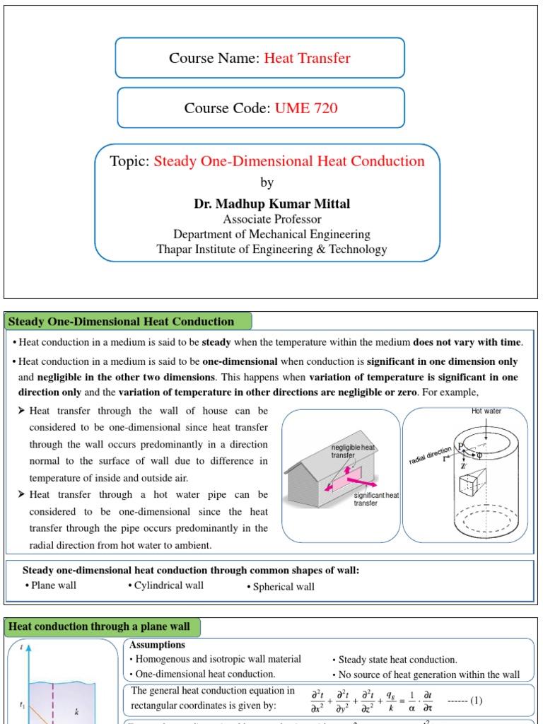 L3-Steady One Dimension Heat Conduction With No Internal Heat Generation | PDF | Heat Transfer ...