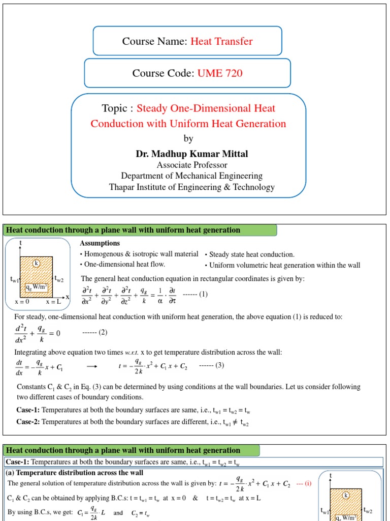 L4 Steady One Dimension Heat Conduction With Uniform Internal Heat