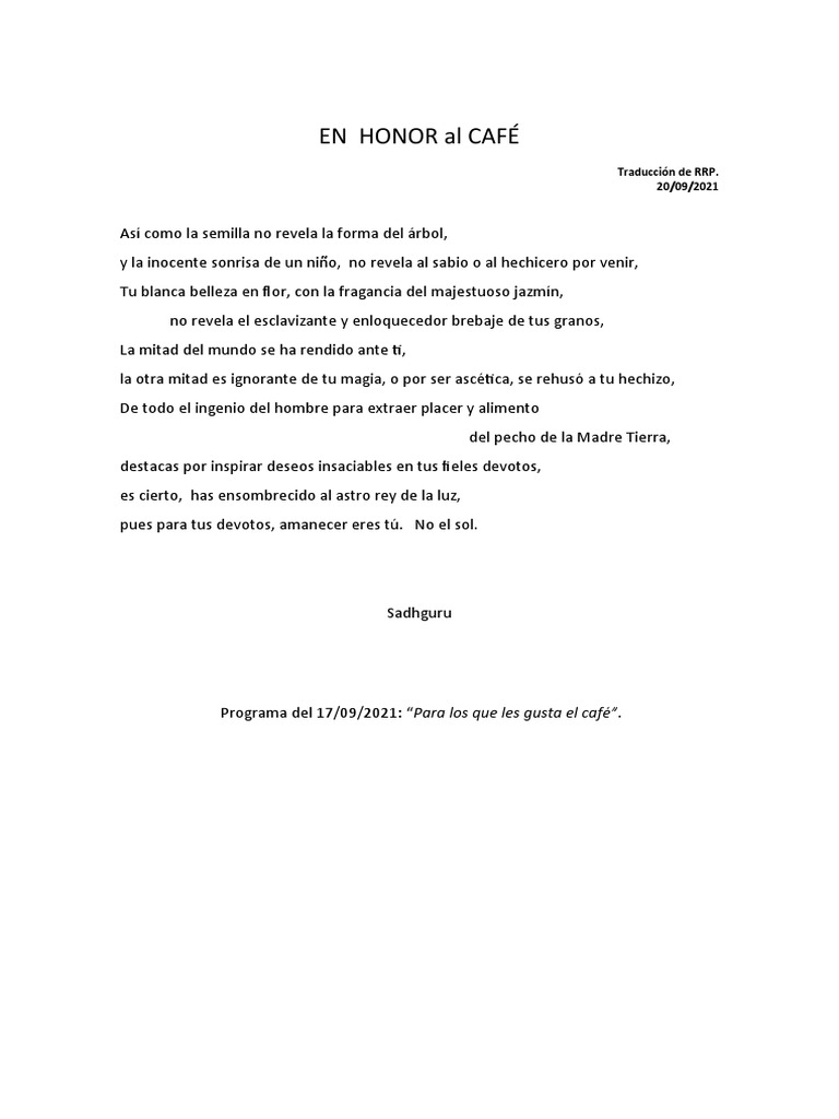 Oda al Café: Un Brebaje Mágico | PDF