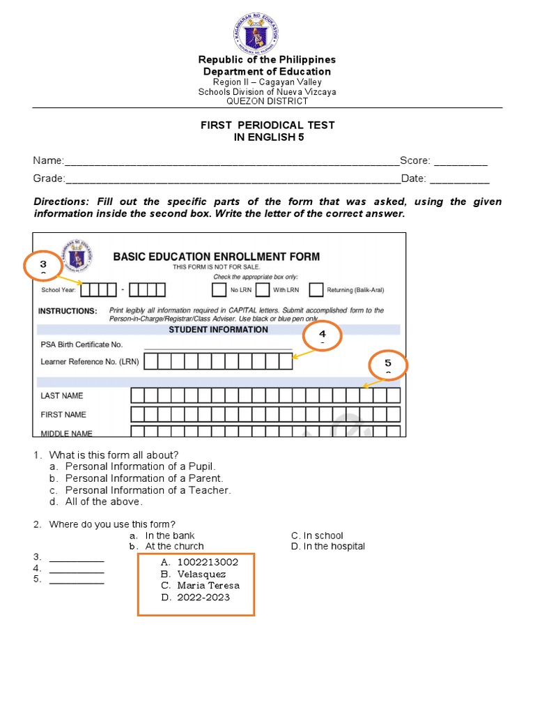 Periodical Test English 5 Q1 Pdf Linguistics Grammar