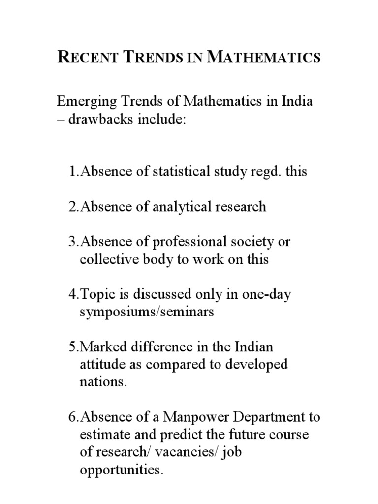 Recent Trends in Mathematics | PDF | Teaching Mathematics | Science