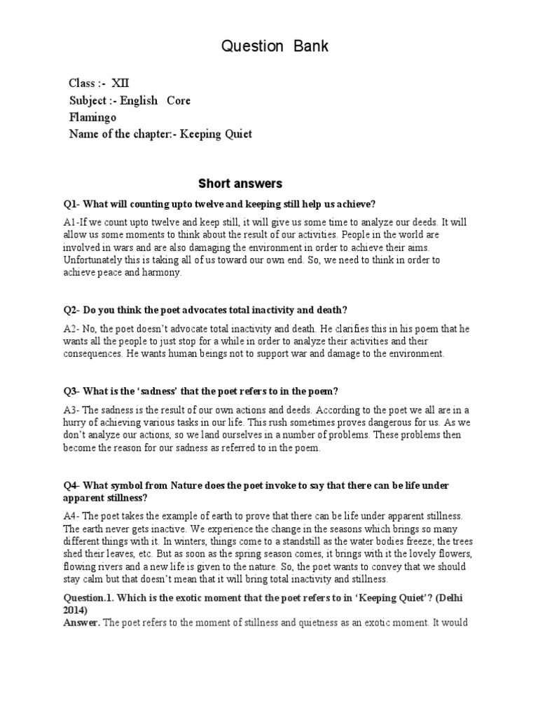 Keeping Quiet | PDF | Silence | Nature