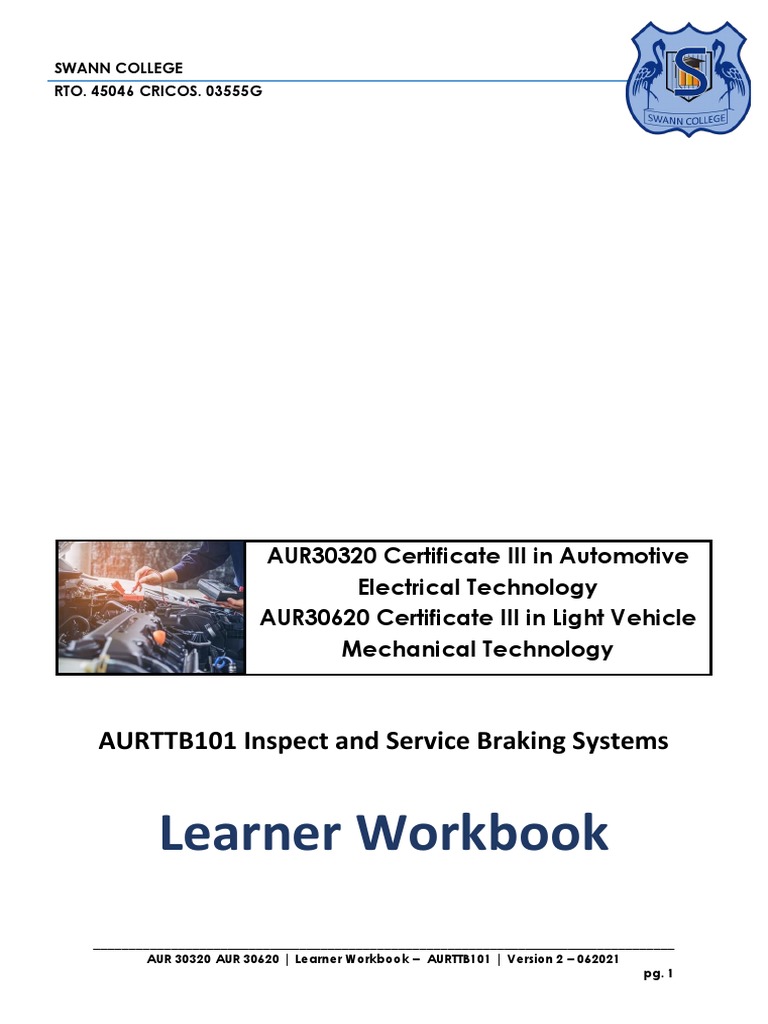 AURTTB101 LearnersWorkbook | PDF | Brake | Manufactured Goods