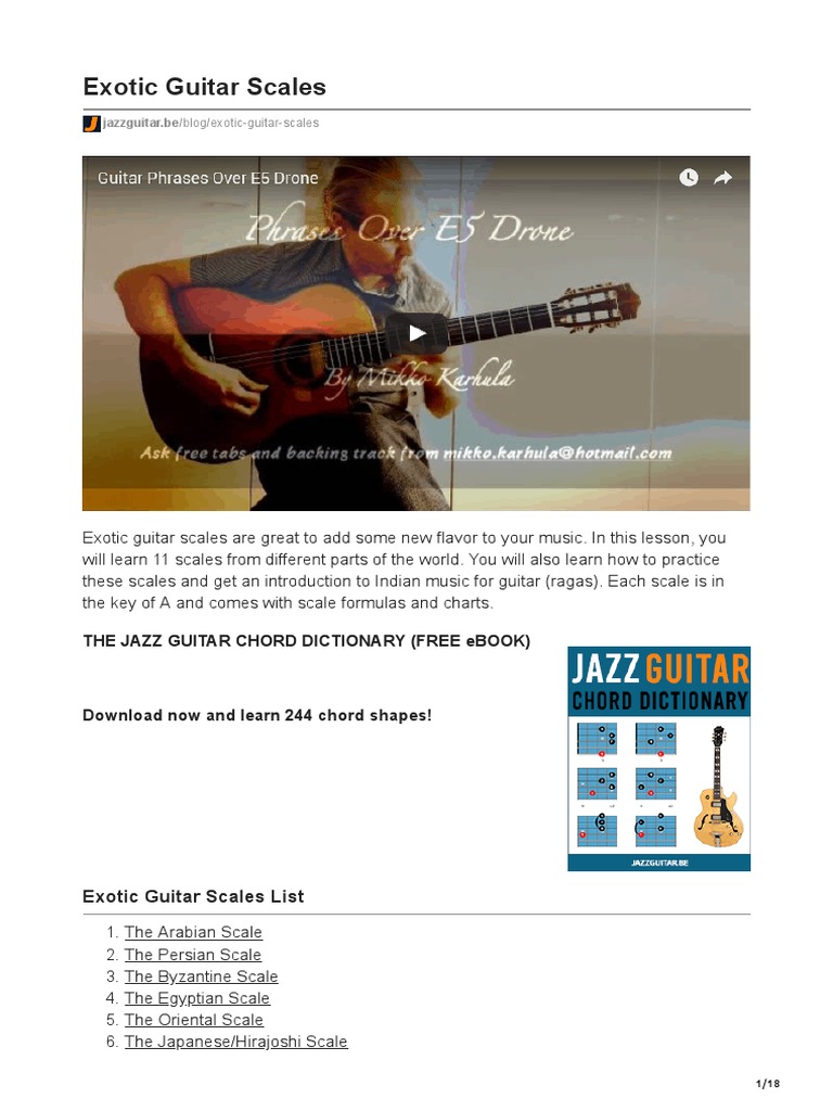 Jazzguitar - Be-Exotic Guitar Scales | PDF | Minor Scale | Chord (Music)