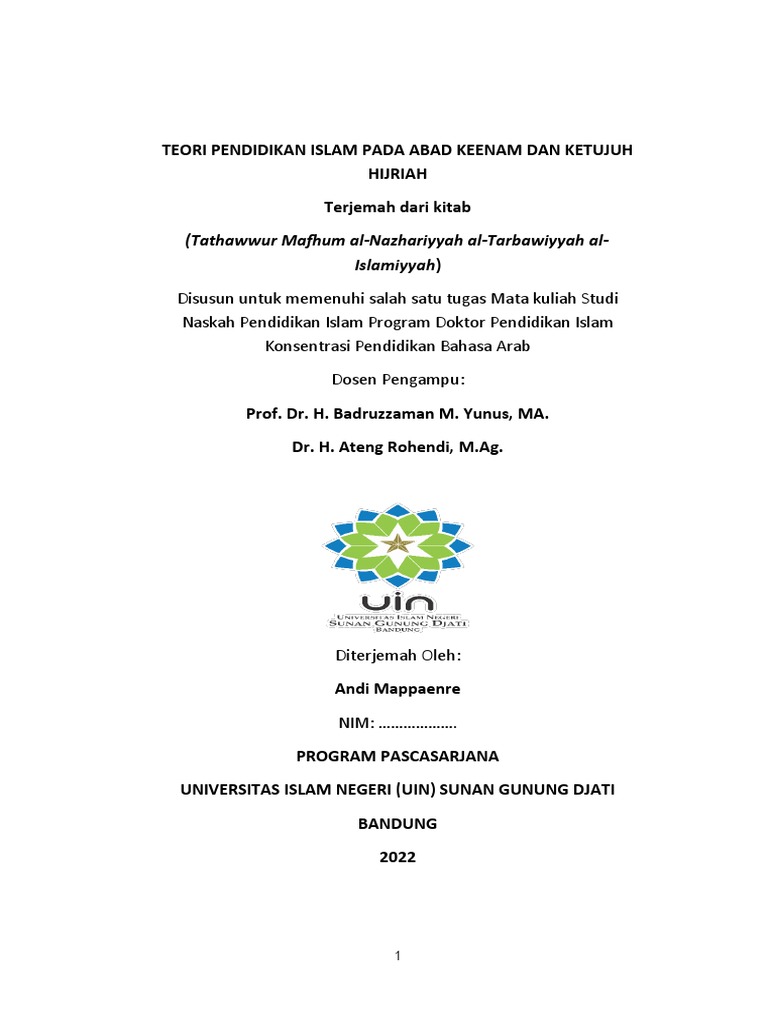 Teori Pendidikan Islam Abad 6-7 H | PDF
