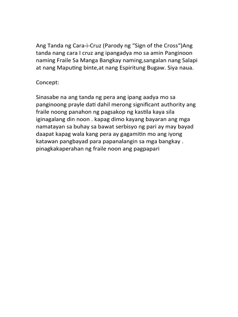 Ang Tanda NG Cara I Cruz CONCEPT | PDF