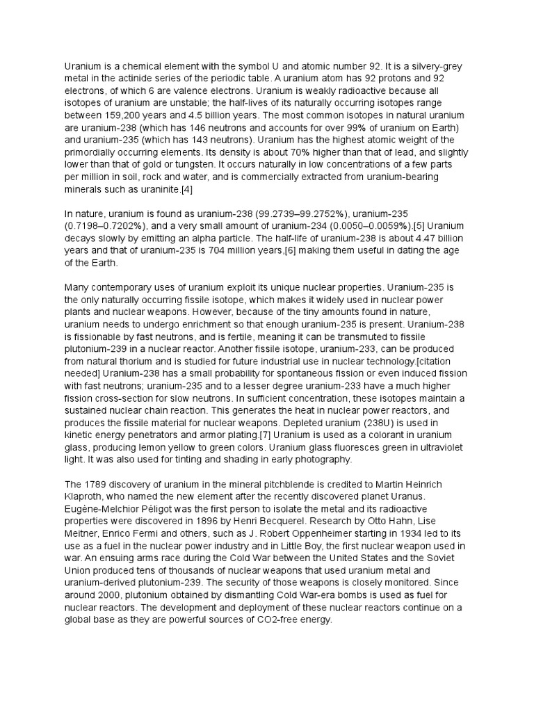 Uranium Info | PDF | Uranium | Nuclear Fission