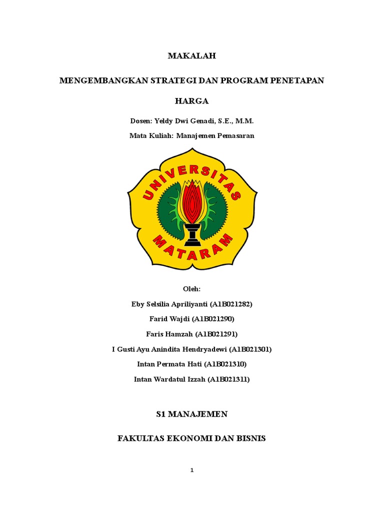Makalah Manajemen Pemasaran Mengembangkan Strategi Dan Program Penetapan Harga Pdf 